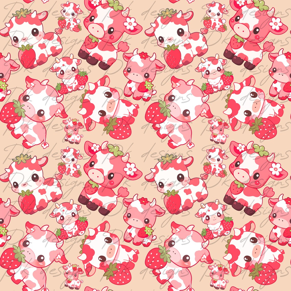 Strawberry Cow Seamless File - Etsy