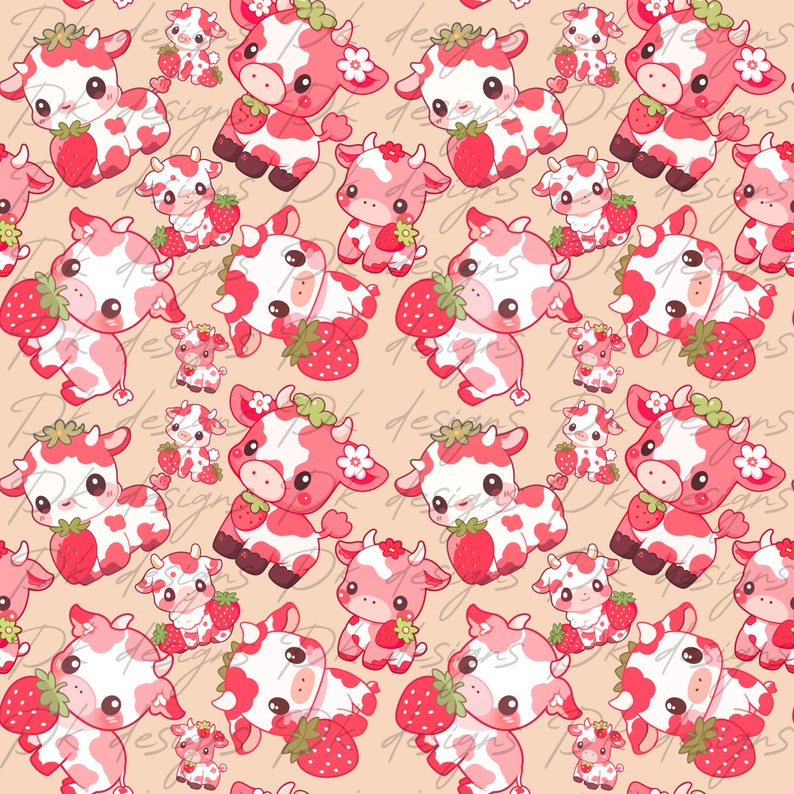 Strawberry Cow Seamless File - Etsy