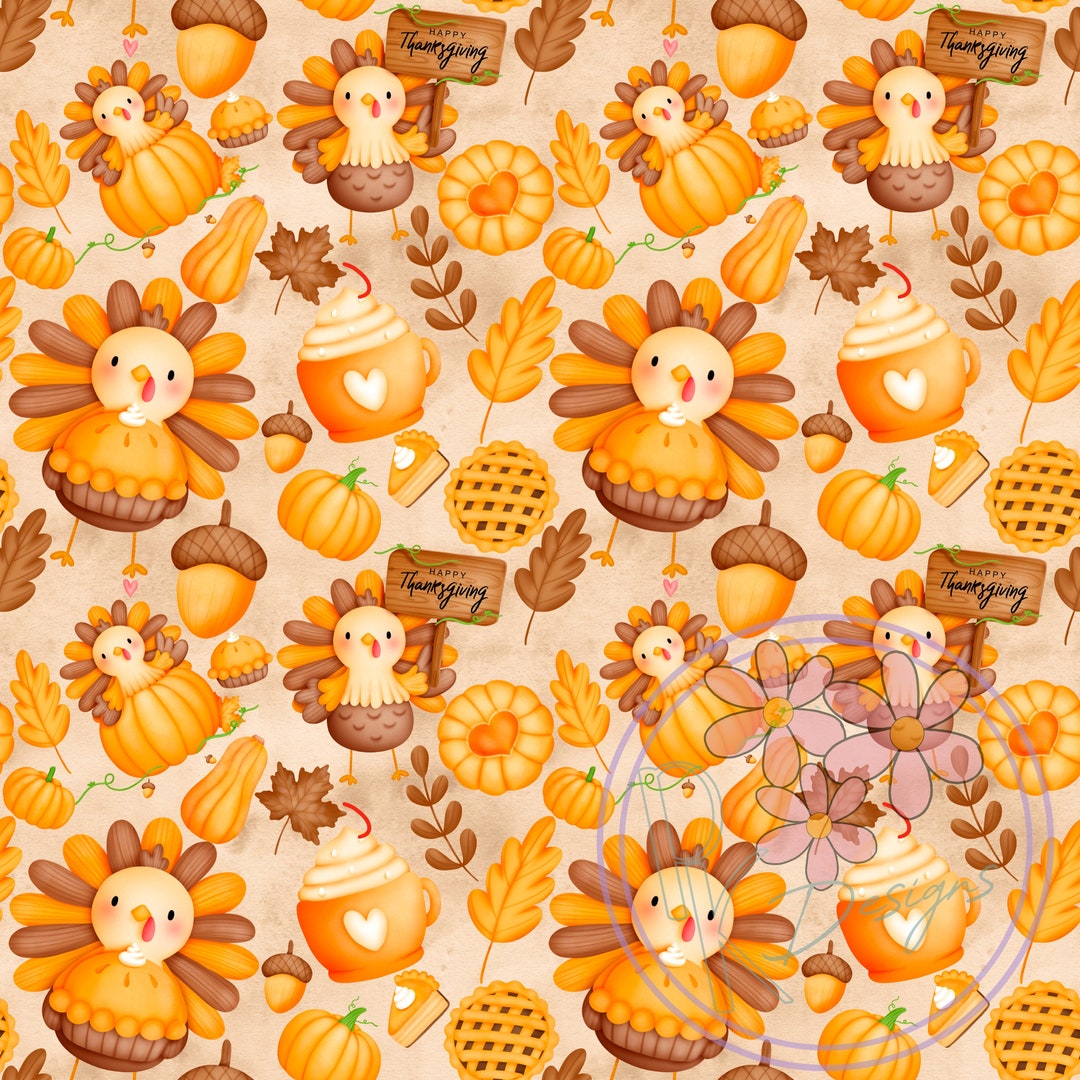 Cute Turkey Seamless File - Etsy