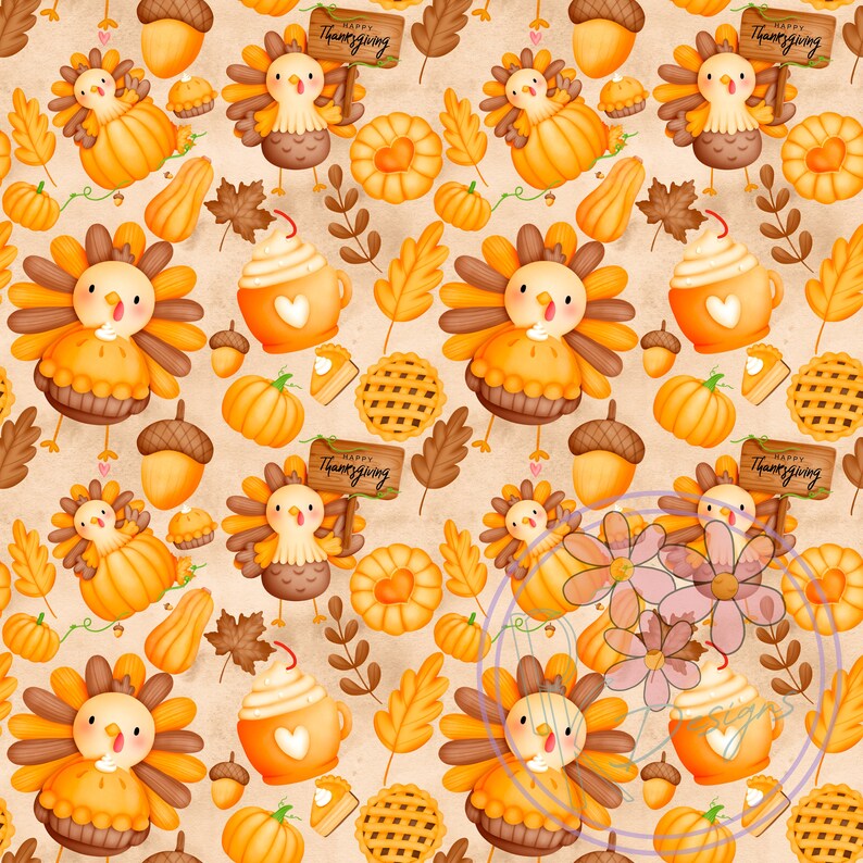 Cute Turkey Seamless File - Etsy