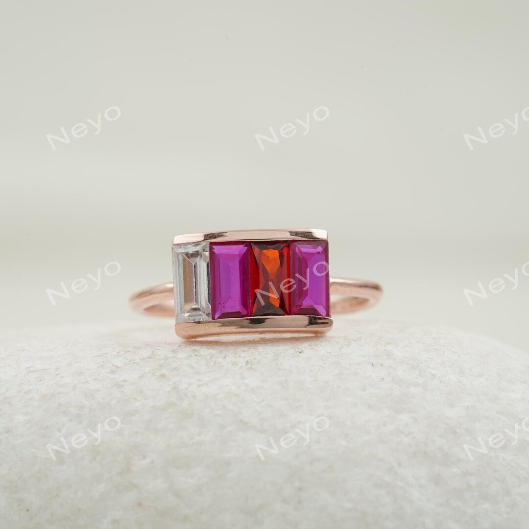 Mothers Ring 2,3,4 Stone, Birthstone Ring for Mom, 10K,14K,18K Gold ...