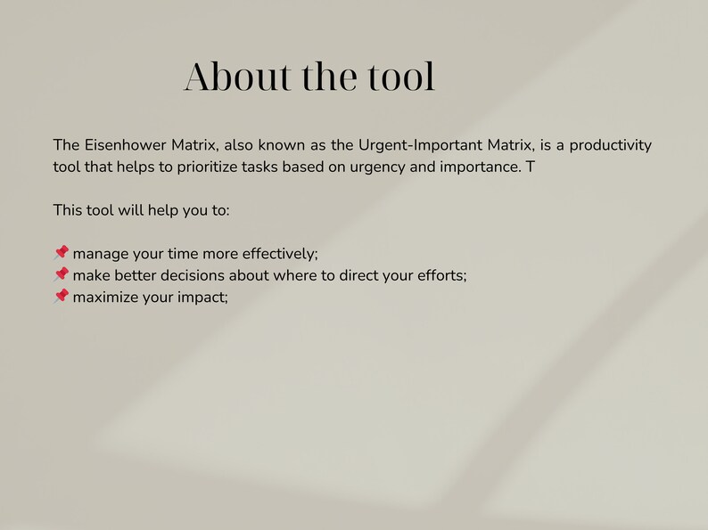 Time Management Tool Eisenhower Matrix Productivity Printable Plan and ...