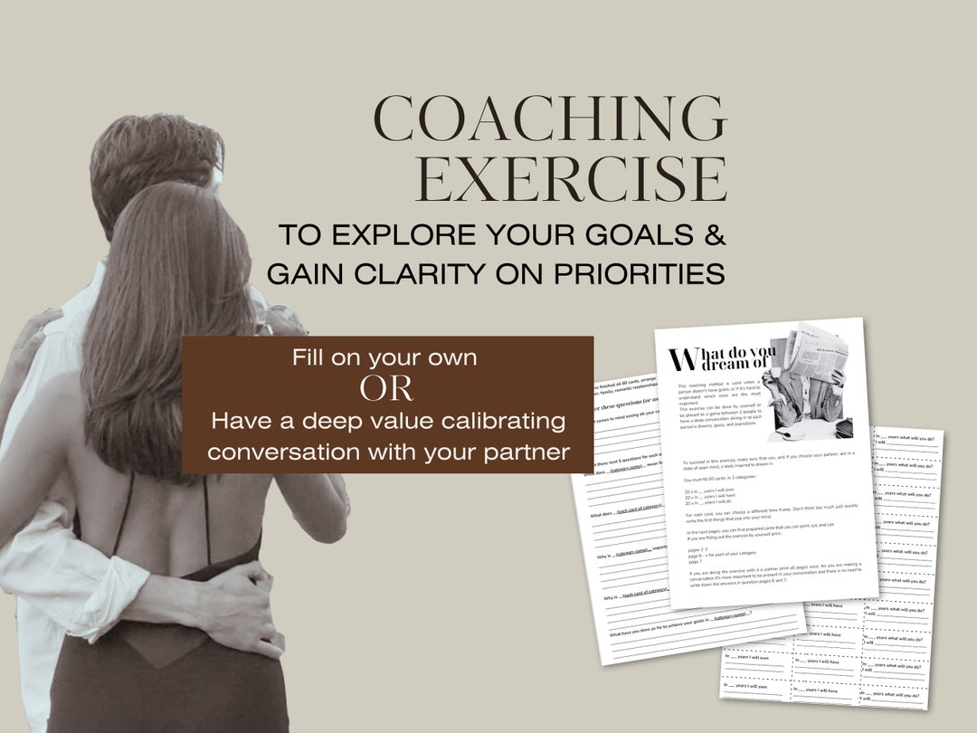 Coaching Exercise Goals & Priorities Worksheet / Couples Conversation ...