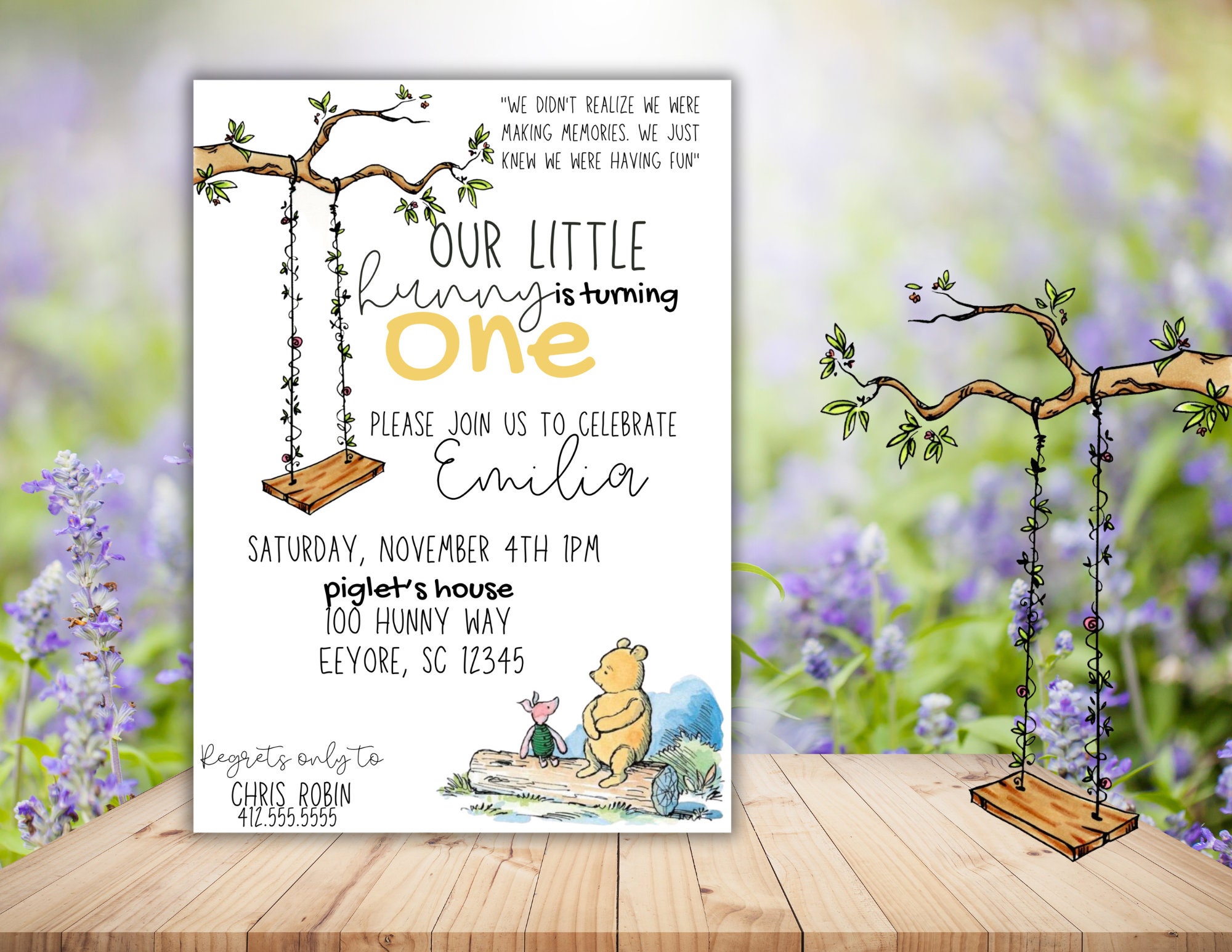 Winnie the Pooh Birthday Party Invitation, Classic Winnie the Pooh ...