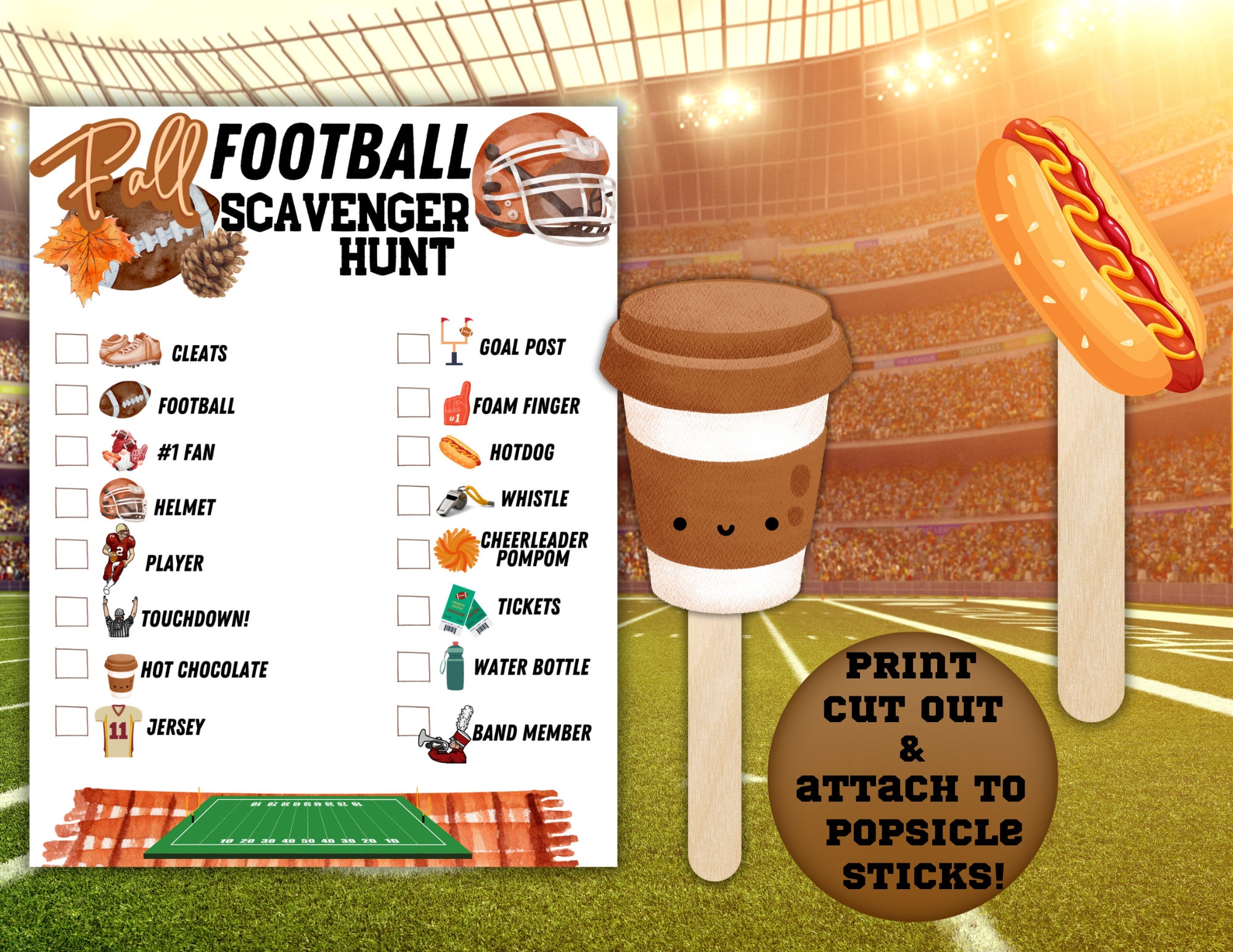 Fall Football Scavenger Hunt, DOWNLOAD, Kids Football Game, Sports Game ...