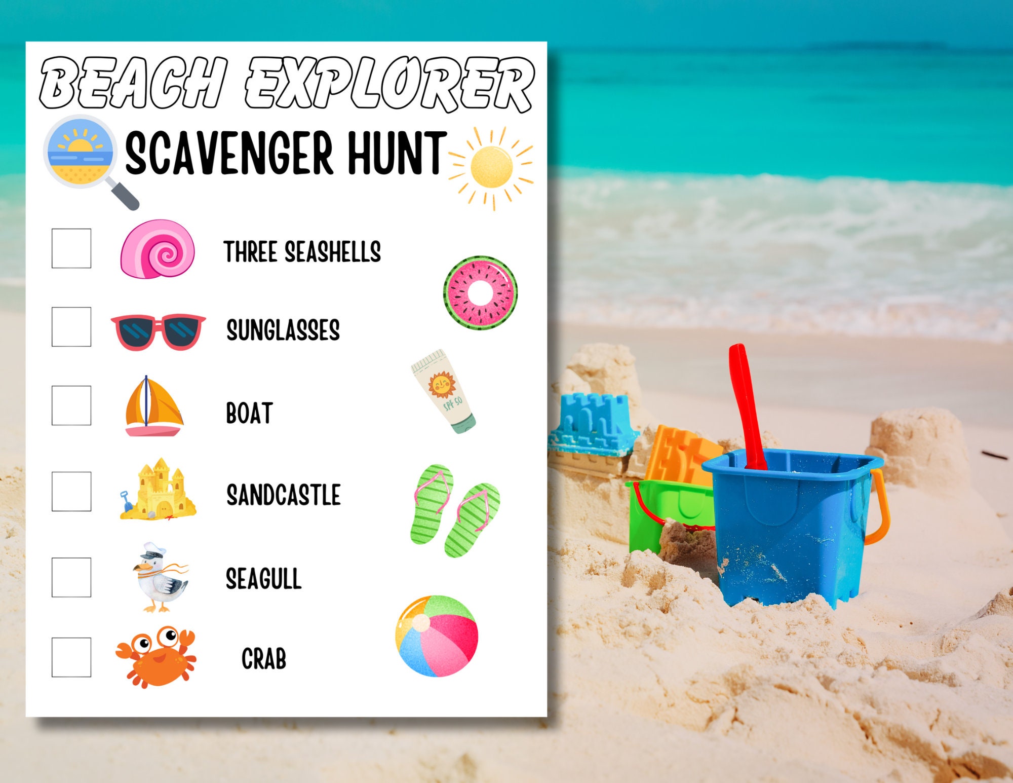 Printable BEACH Scavenger Hunt | Outdoor Scavenger Hunt Game | Editable ...