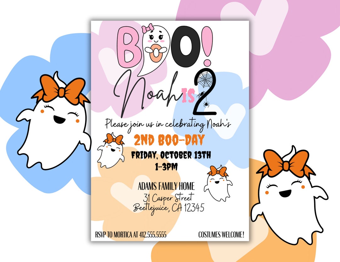 Halloween Birthday Party Invitation, Boo Kids Invitation, Boo-day ...