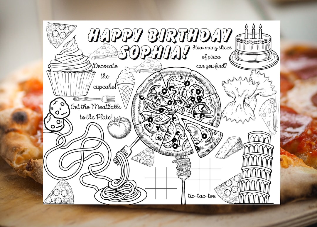 Birthday Placemat, DOWNLOAD, Pizza Birthday Party Placemat ...