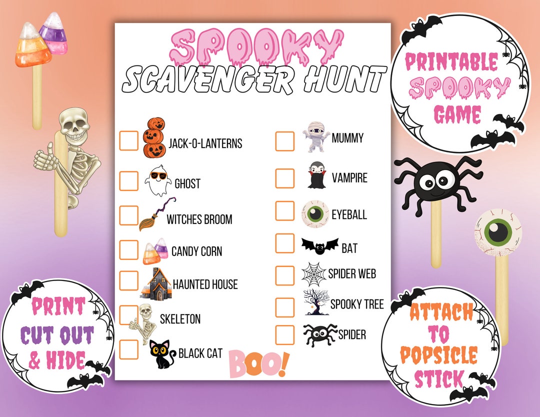 Halloween Scavenger Hunt Game, DOWNLOAD, PRINTABLE, Spooky Scavenger ...
