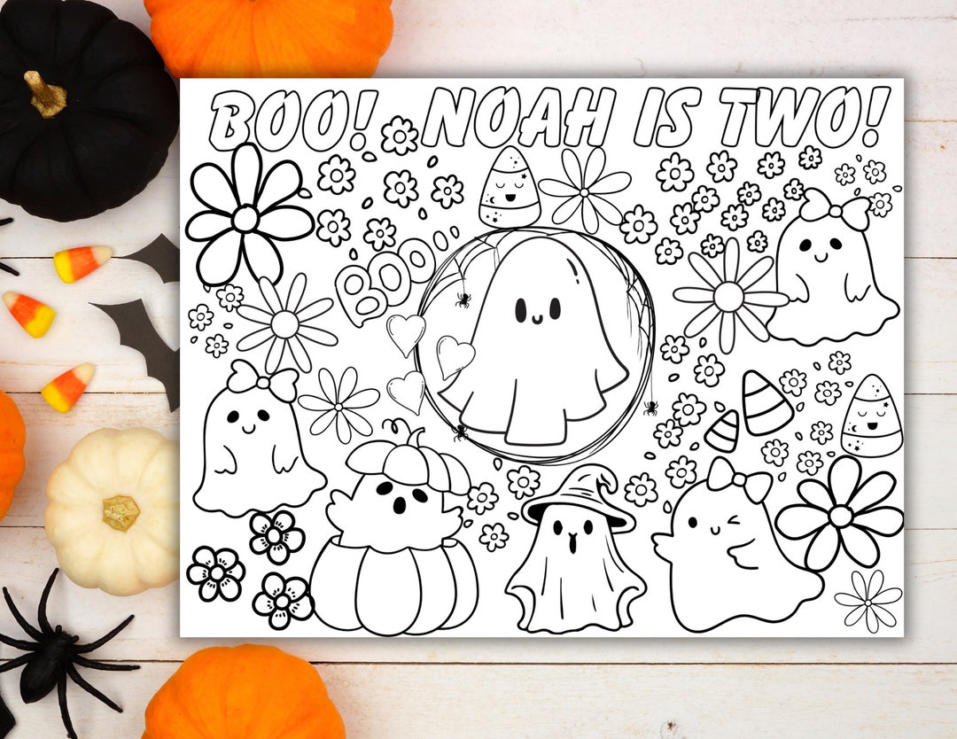 Halloween Coloring Placemat, Boo-day Birthday Party Favor, DOWNLOAD ...