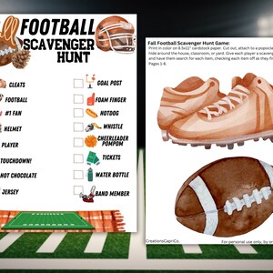Fall Football Scavenger Hunt, DOWNLOAD, Kids Football Game, Sports Game ...