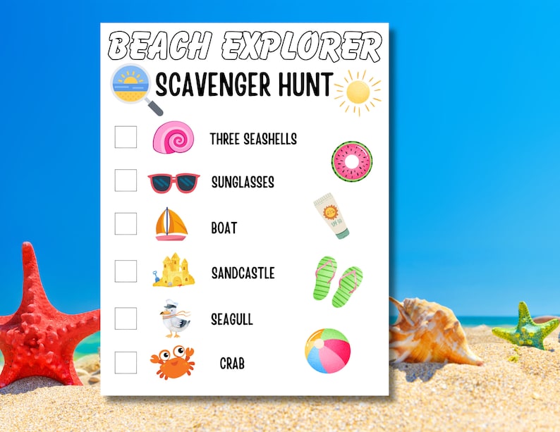 Printable BEACH Scavenger Hunt | Outdoor Scavenger Hunt Game | Editable ...