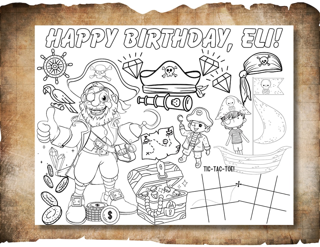 PIRATE Birthday Party Placemat, Birthday Placemat, DOWNLOAD ...
