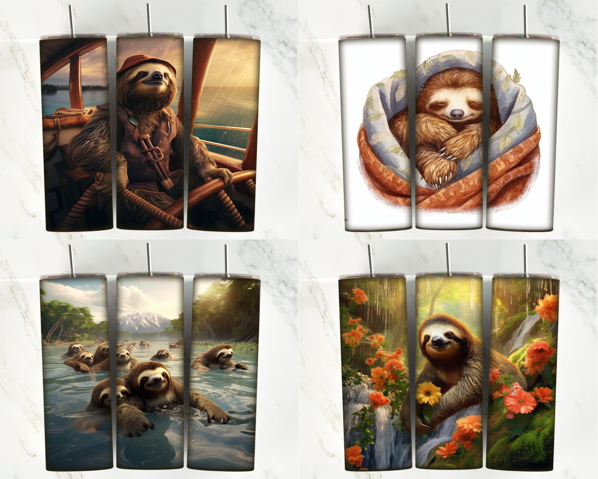 100+ Sloth Tumbler Wrap Bundle - 20oz Skinny Tumbler Sublimation ...