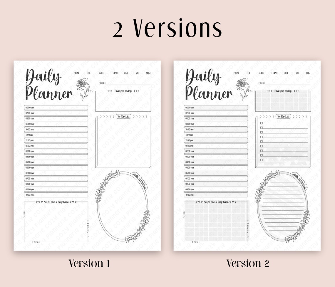 Minimalist Daily Planner Printable | Digital Daily Planner Page ...