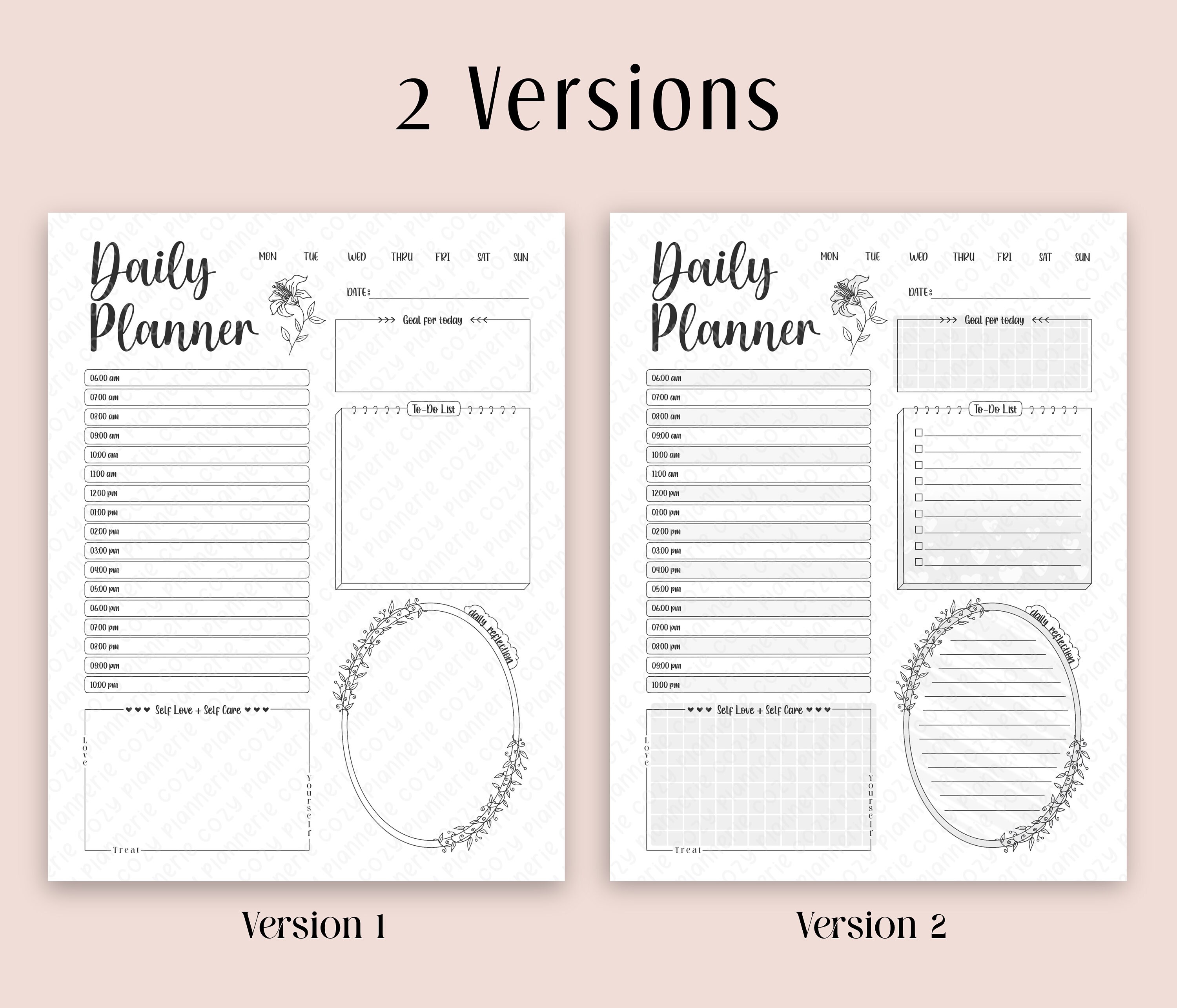 Minimalist Daily Planner Printable | Digital Daily Planner Page ...