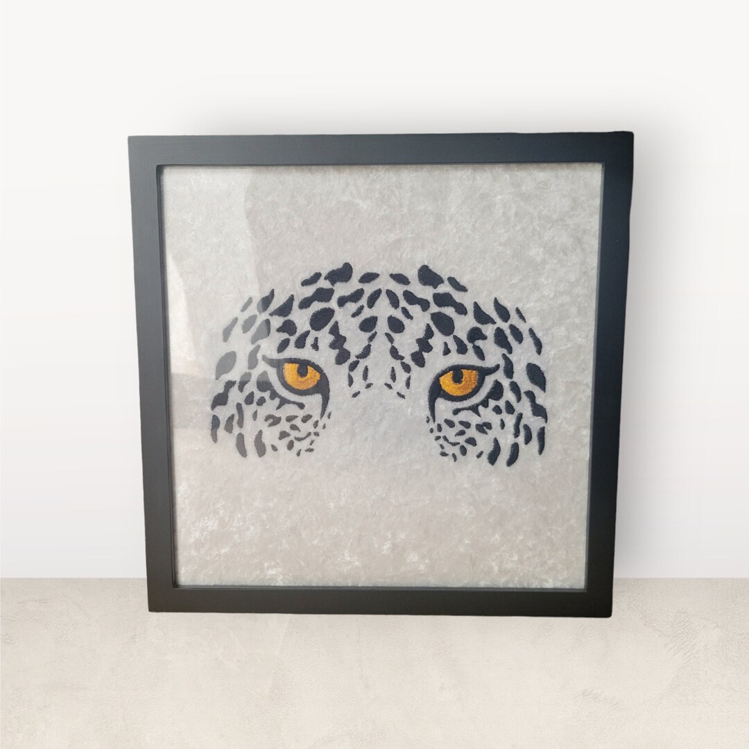 Embroidered Snow Leopard Wall Art Decor - Etsy