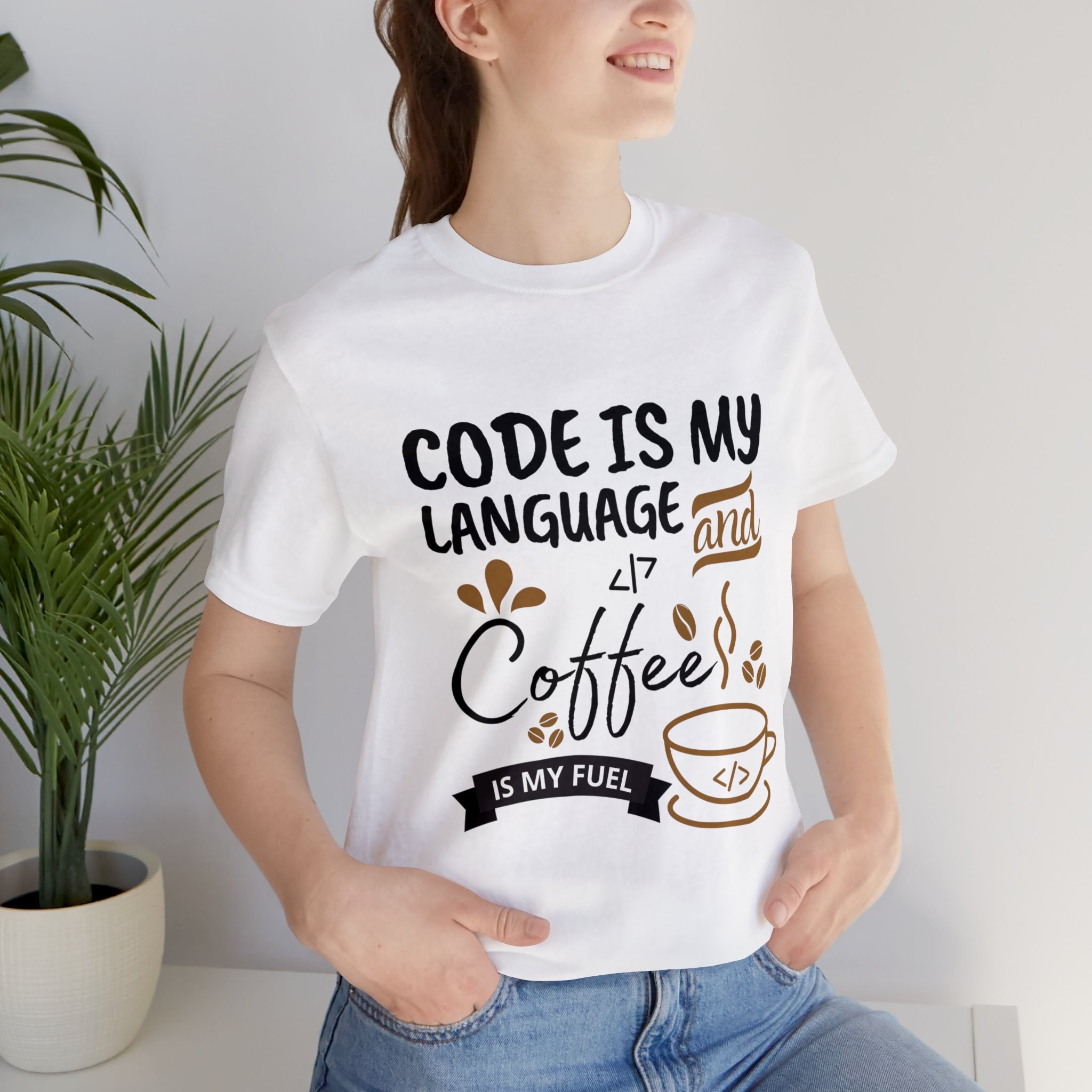 Coffee is My Fuel and Code is My Language, Programming T-shirt ...