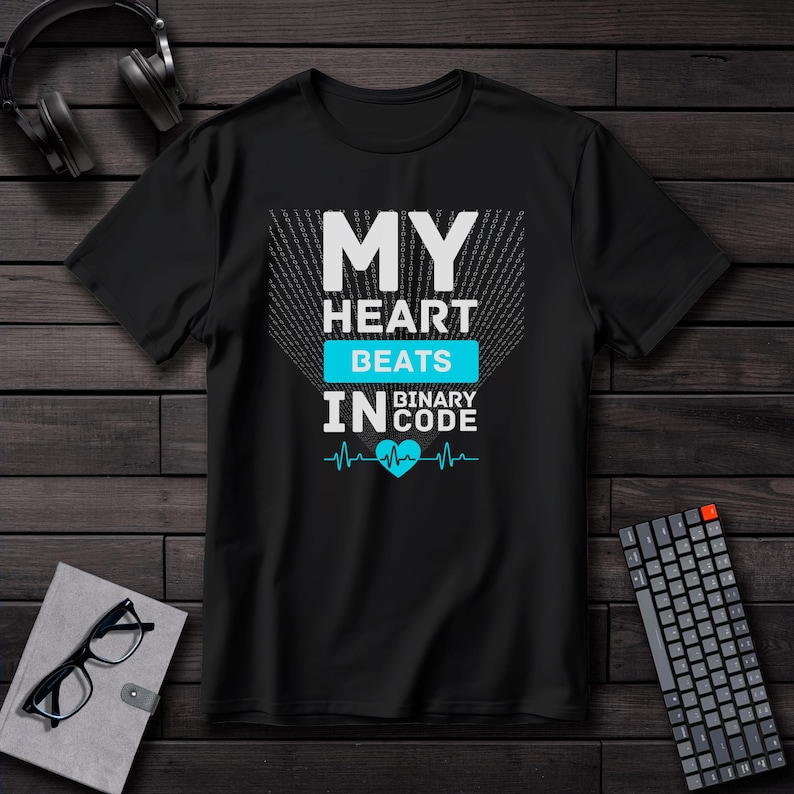 My Heart Beats in Binary Code, Computer Programmer T-shirt, Funny ...