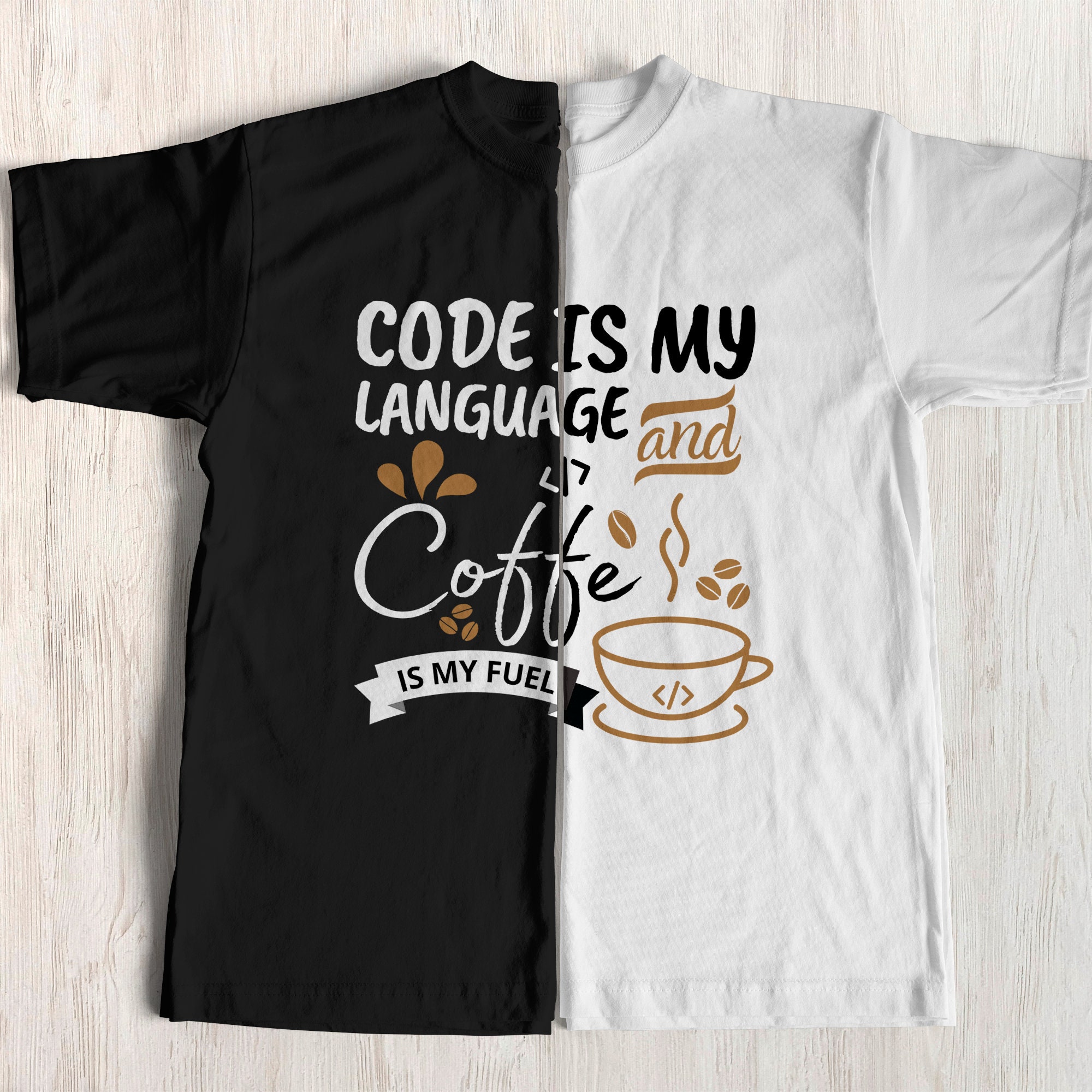 Coffee is My Fuel and Code is My Language, Programming T-shirt ...