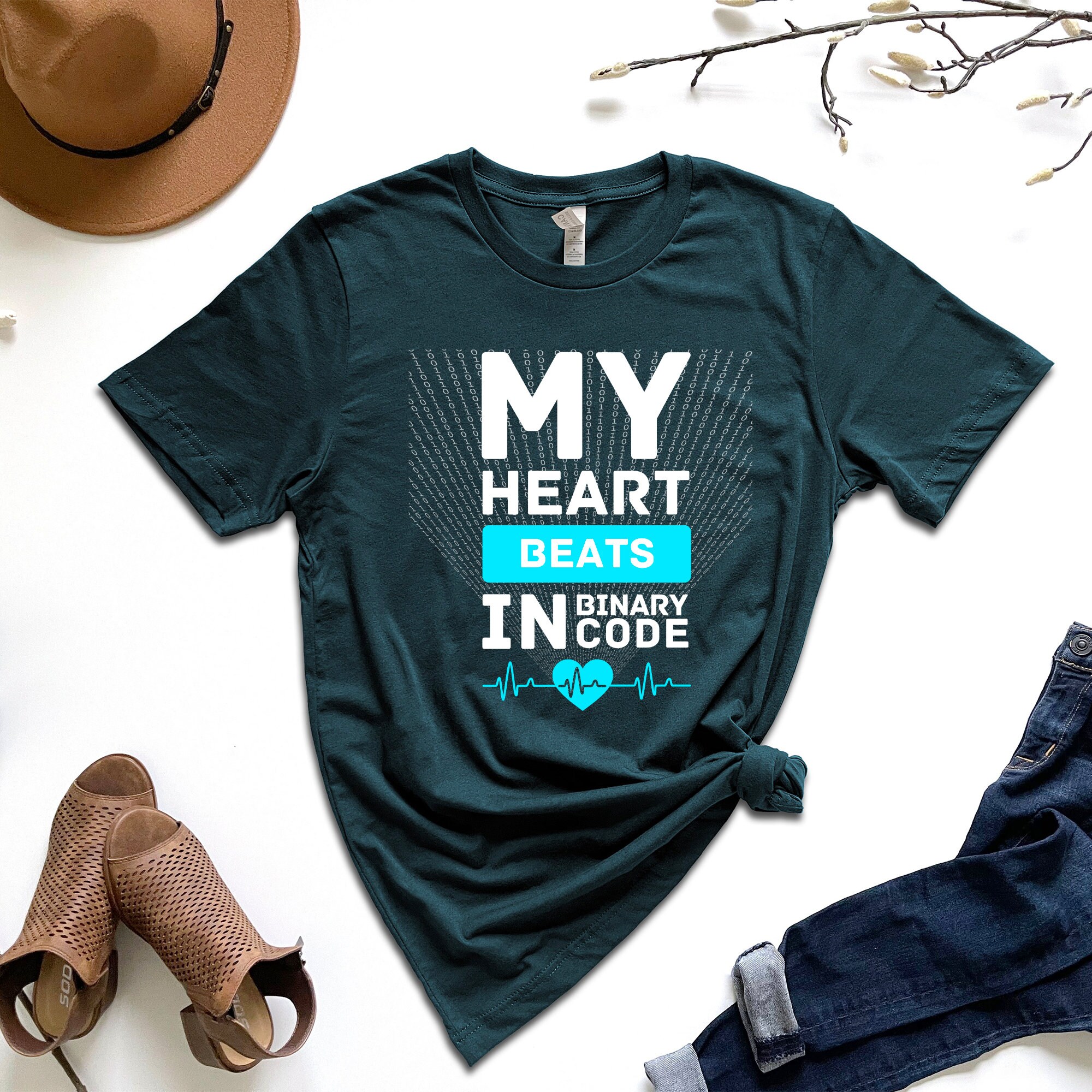 My Heart Beats in Binary Code Computer Programmer T-shirt - Etsy