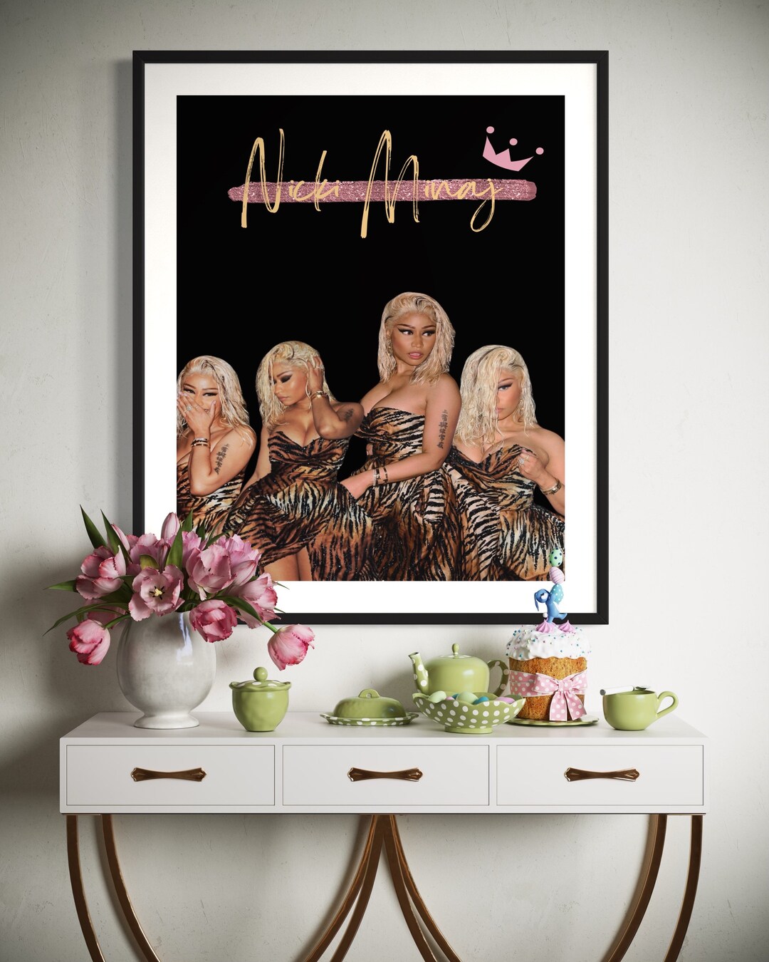2 Nicki Minaj Printable Wall Art Rap Icon Art Aesthetic Tiger Print ...