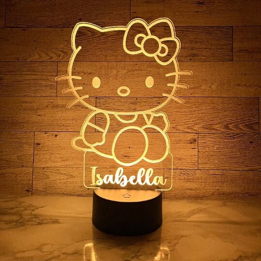 Cute Kitty Cat Night Light, Bedroom Decor, Custom Night Light, Kids ...