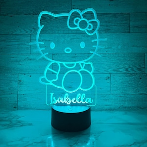 Cute Kitty Cat Night Light, Bedroom Decor, Custom Night Light, Kids ...