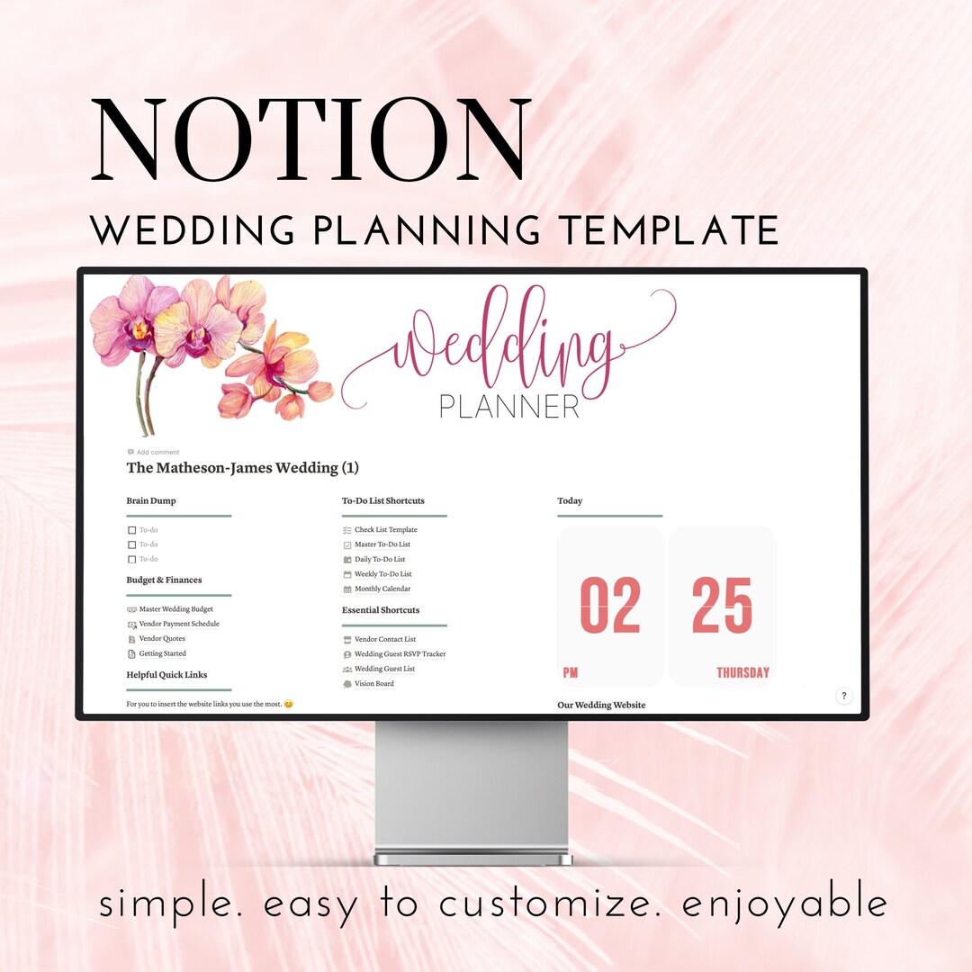 Notion Template for Wedding Planning, Wedding Planner Notion Template ...