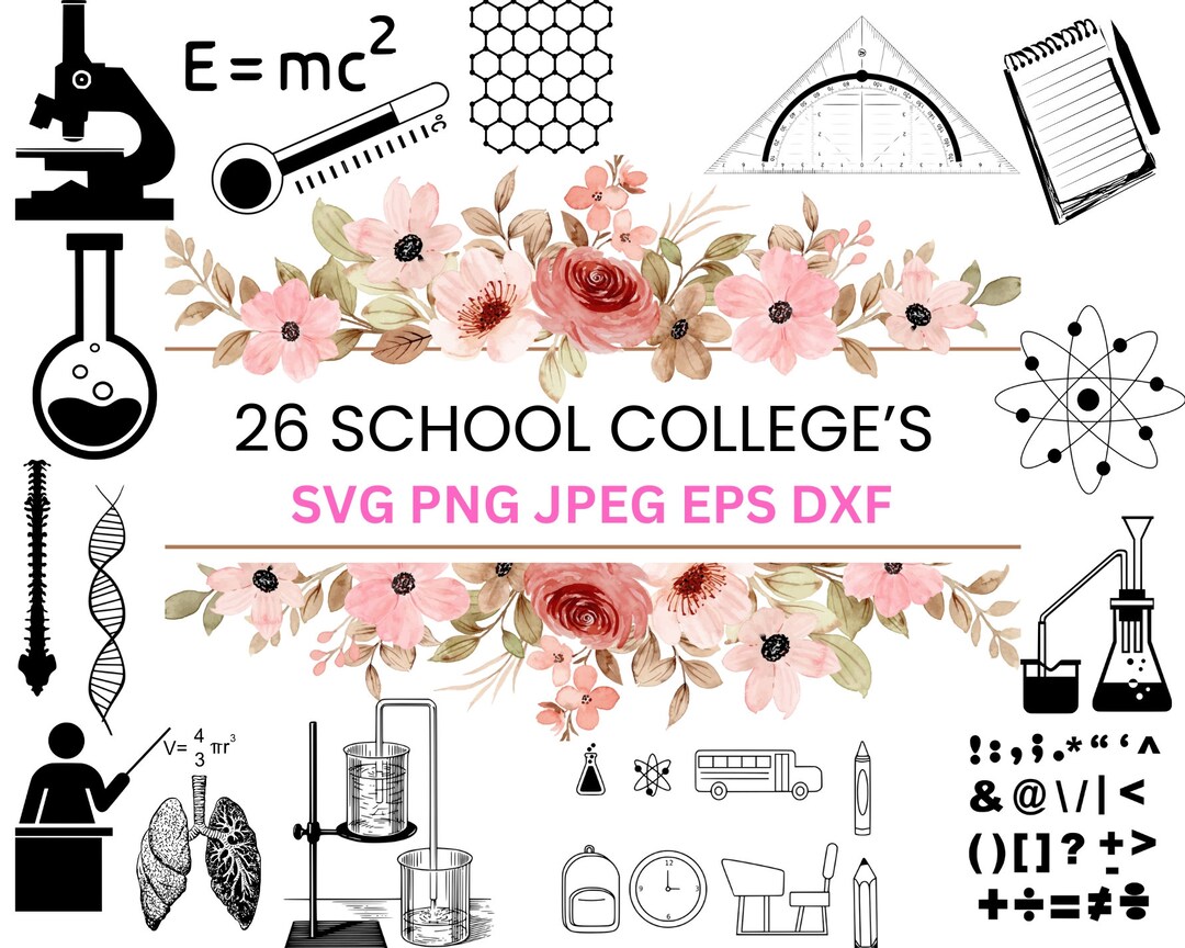 26 School Science & Maths Svg Png Eps Dxf Jpg Mega Bundle Svg Using for ...