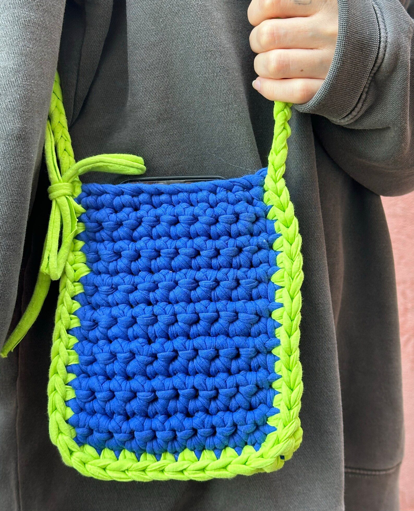 BLUE PHONE BAG | Crossbody Phone Bag Blue Cozy Phone Cover Crochet ...