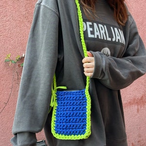 BLUE PHONE BAG | Crossbody Phone Bag Blue Cozy Phone Cover Crochet ...