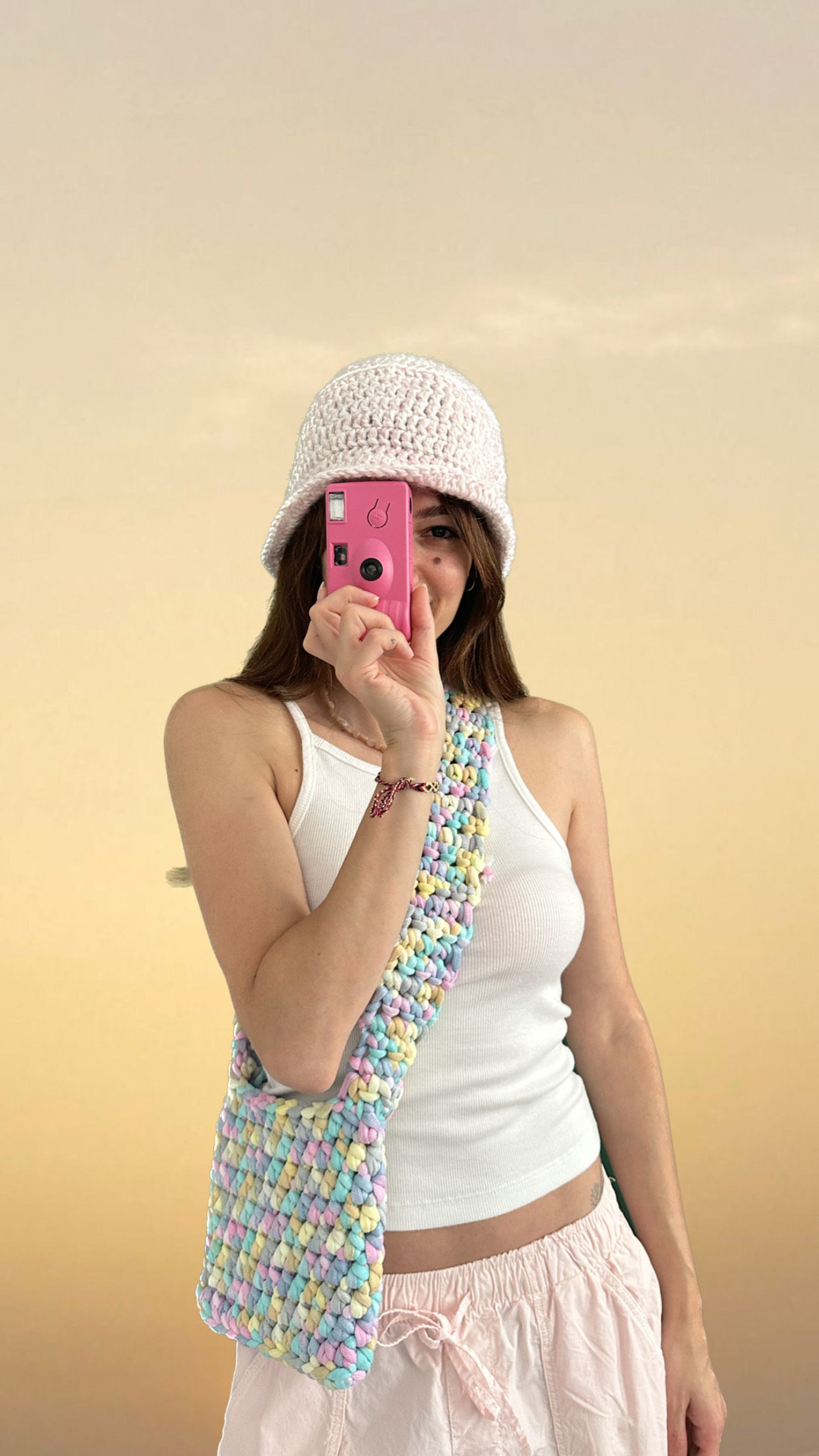 COLORFUL CROSSBODY BAG Small Crossbody Bag Phone Bag Multicolor Crochet ...