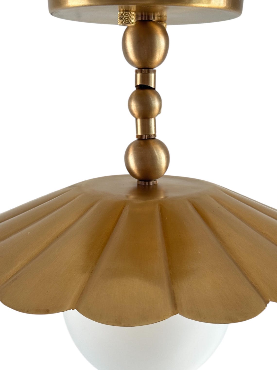 Handmade Brass Scallop Shade Ceiling Light: Mid-century Modern Flush ...