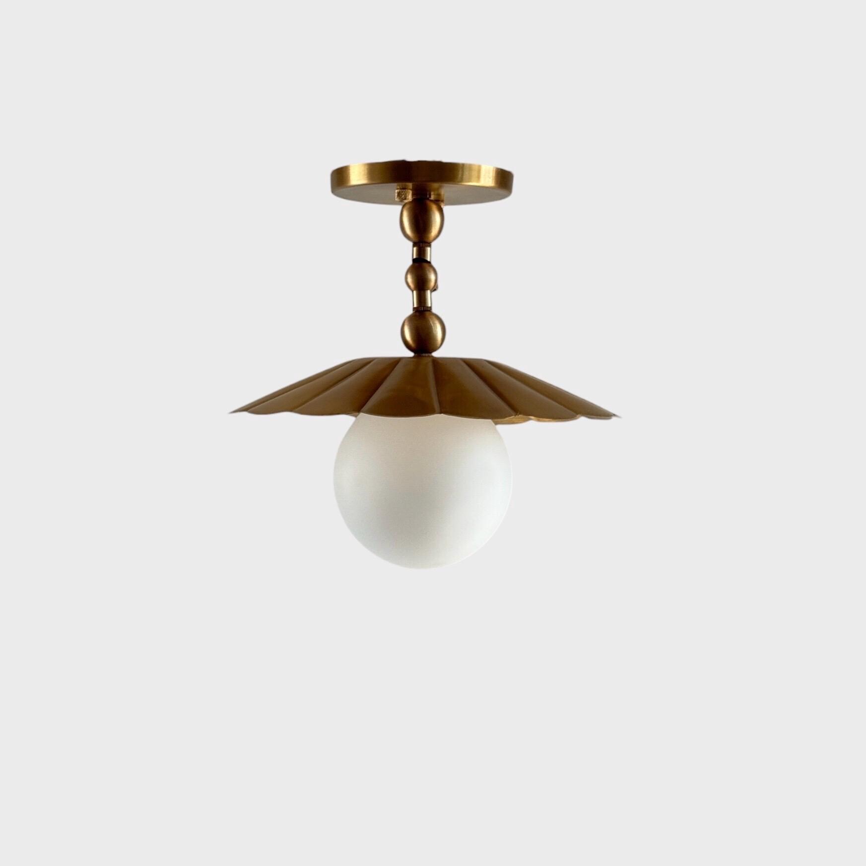 Handmade Brass Scallop Shade Ceiling Light: Mid-century Modern Flush ...