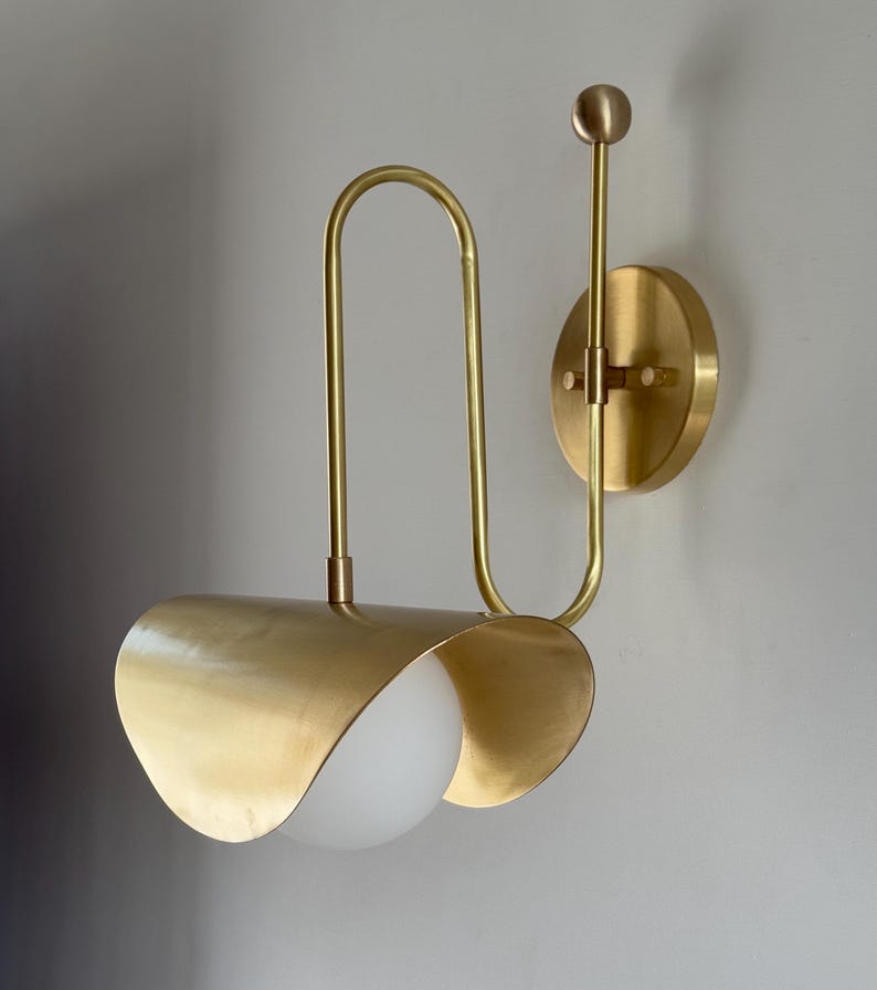 Brass Wall Sconce: Mid-century Modern Frosted Globe Vanity Light - Etsy