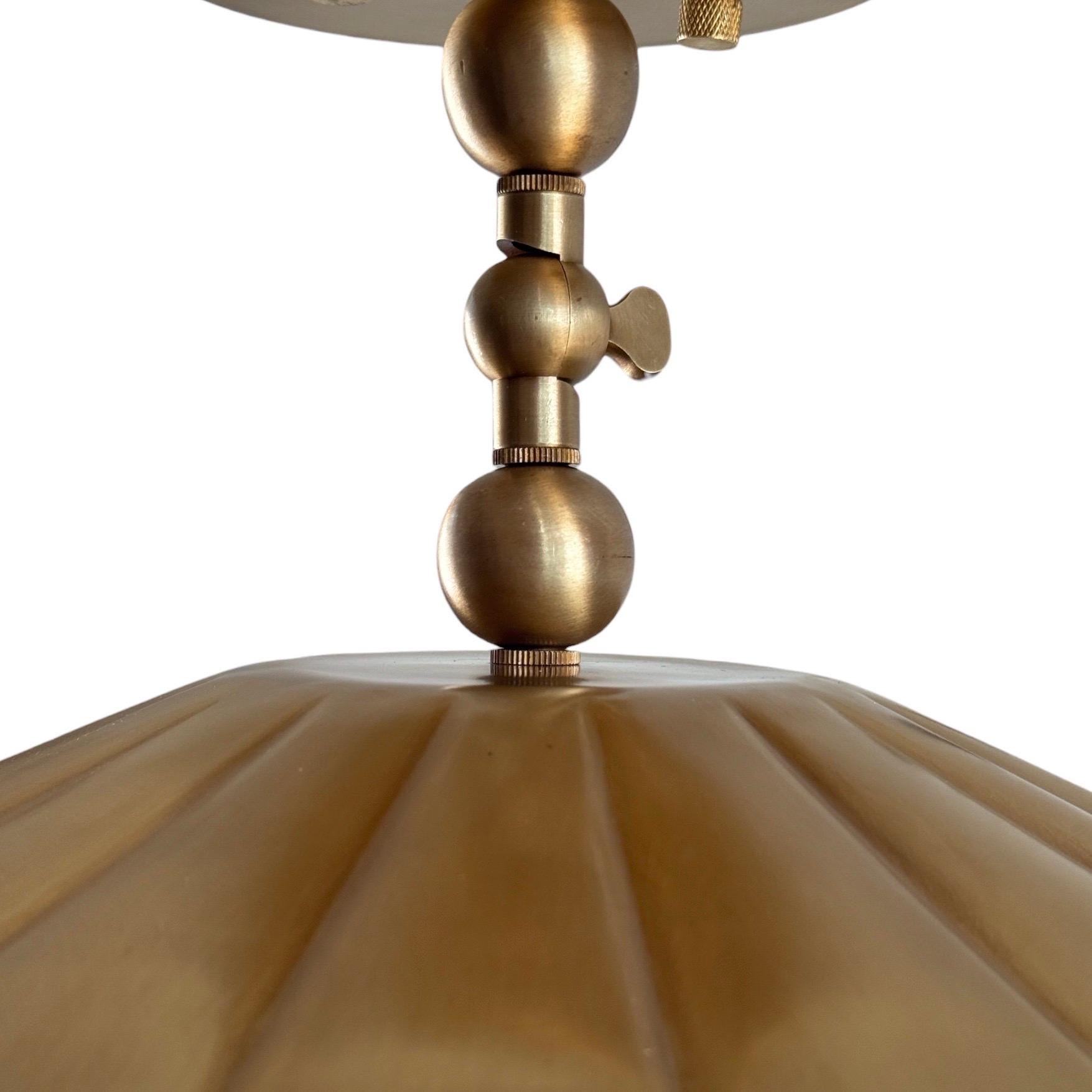 Handmade Brass Scallop Shade Ceiling Light: Mid-century Modern Flush ...