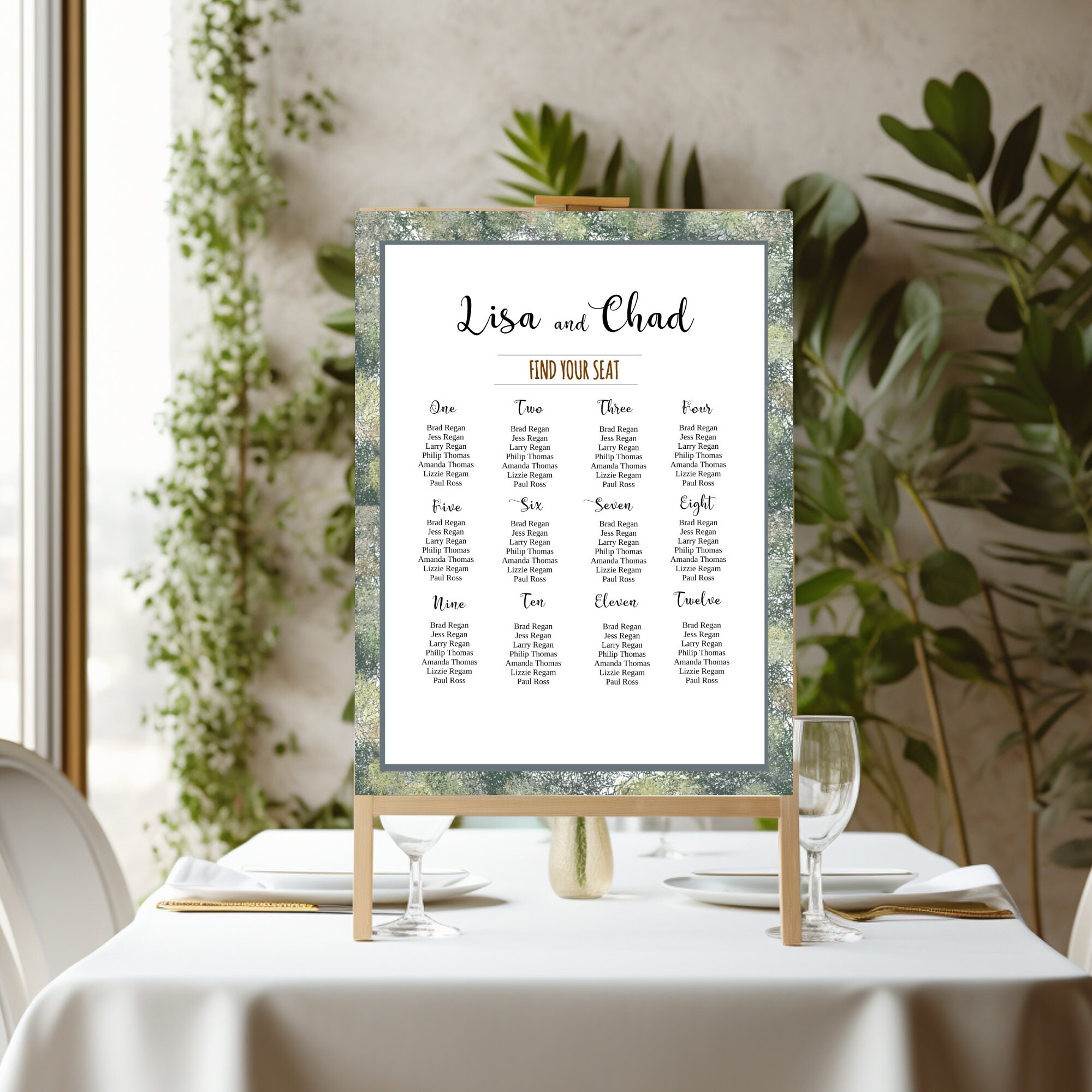 Editable Wedding Seating Chart Template floral Green Wedding - Etsy