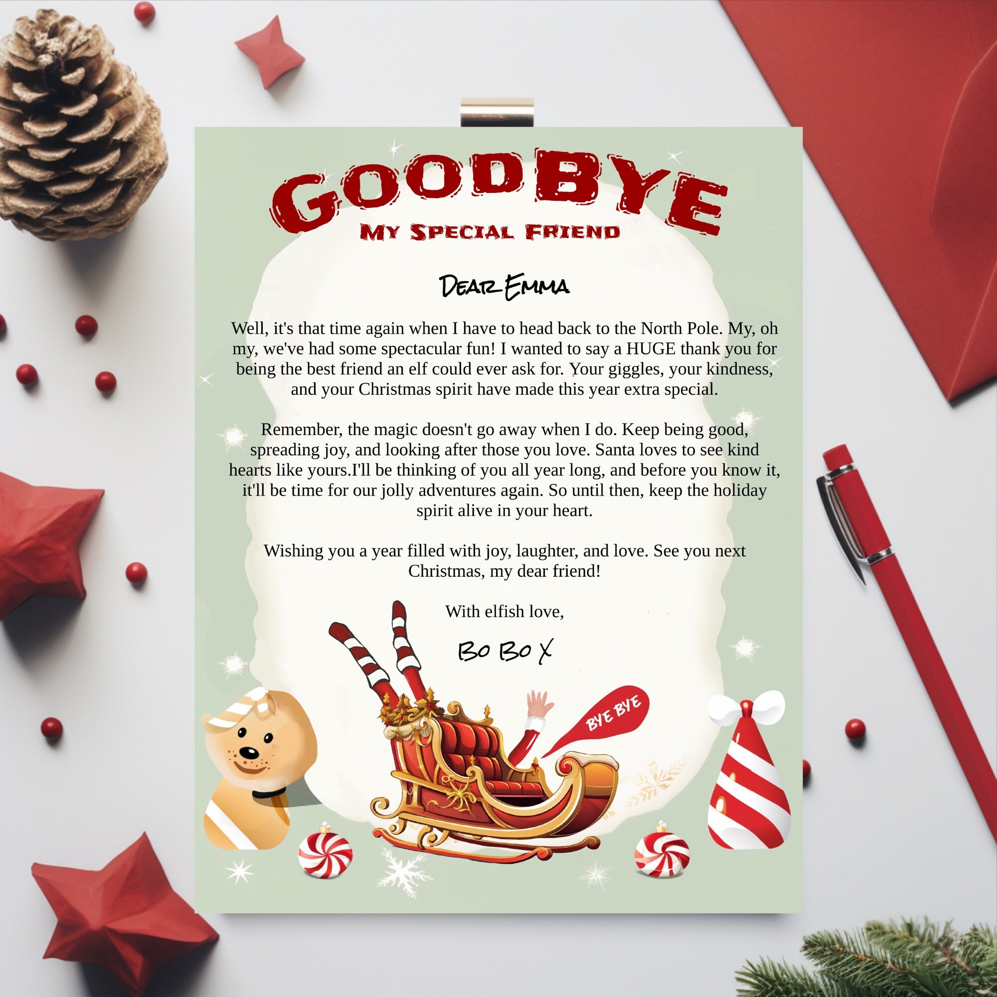 Editable Elf Goodbye Letter Printable , Personalised Farewell From Your ...