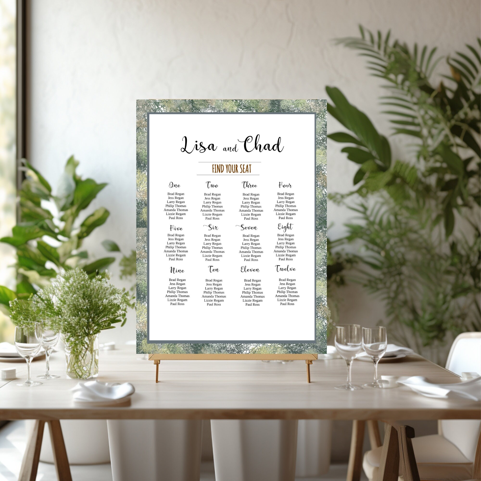 Editable Wedding Seating Chart Template floral Green Wedding - Etsy