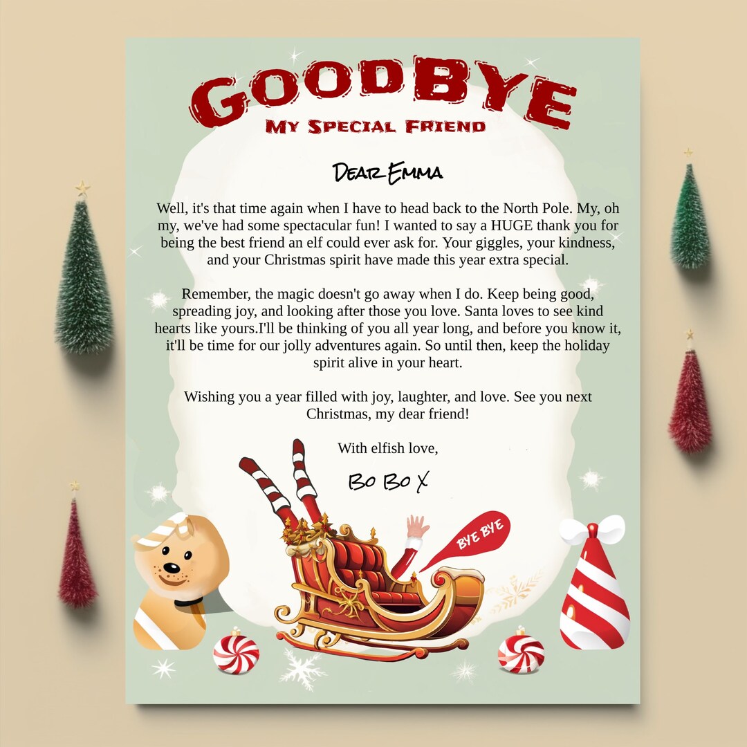 Editable Elf Goodbye Letter Printable Personalised Farewell - Etsy Ireland