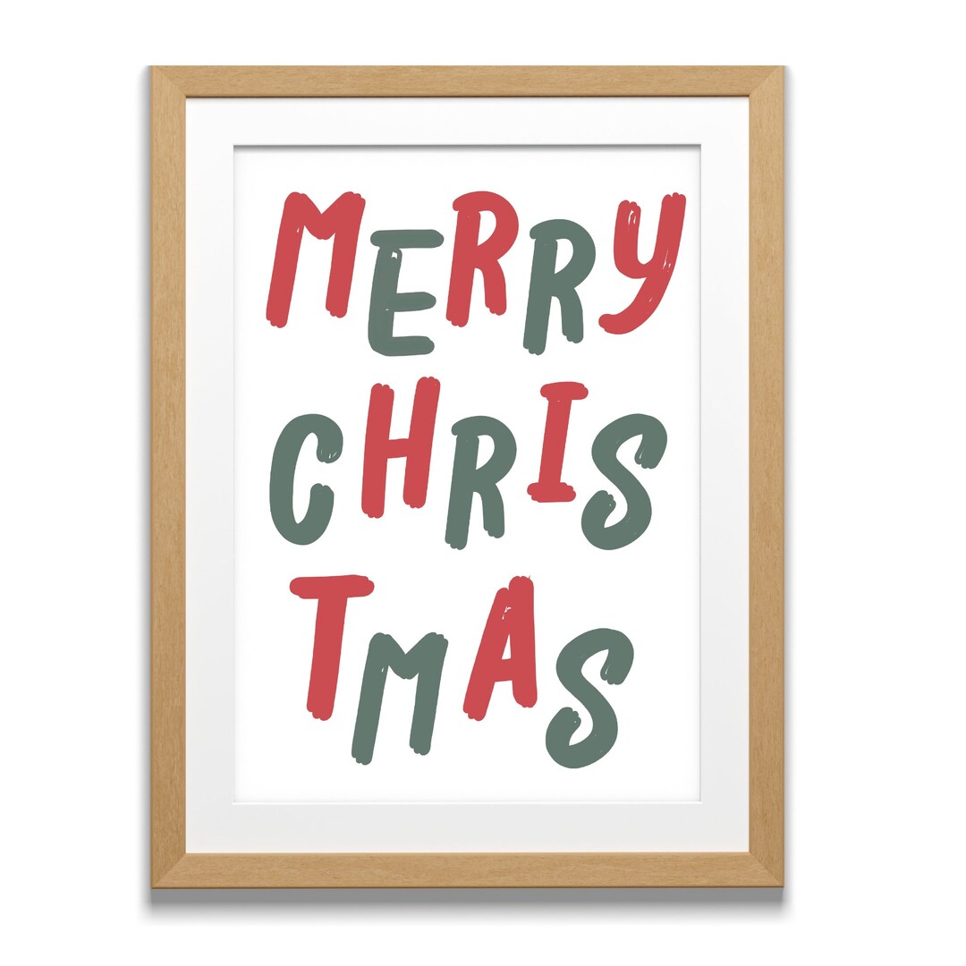 Merry Christmas Wall Art Printable, Christmas Gallery Wall Art ...