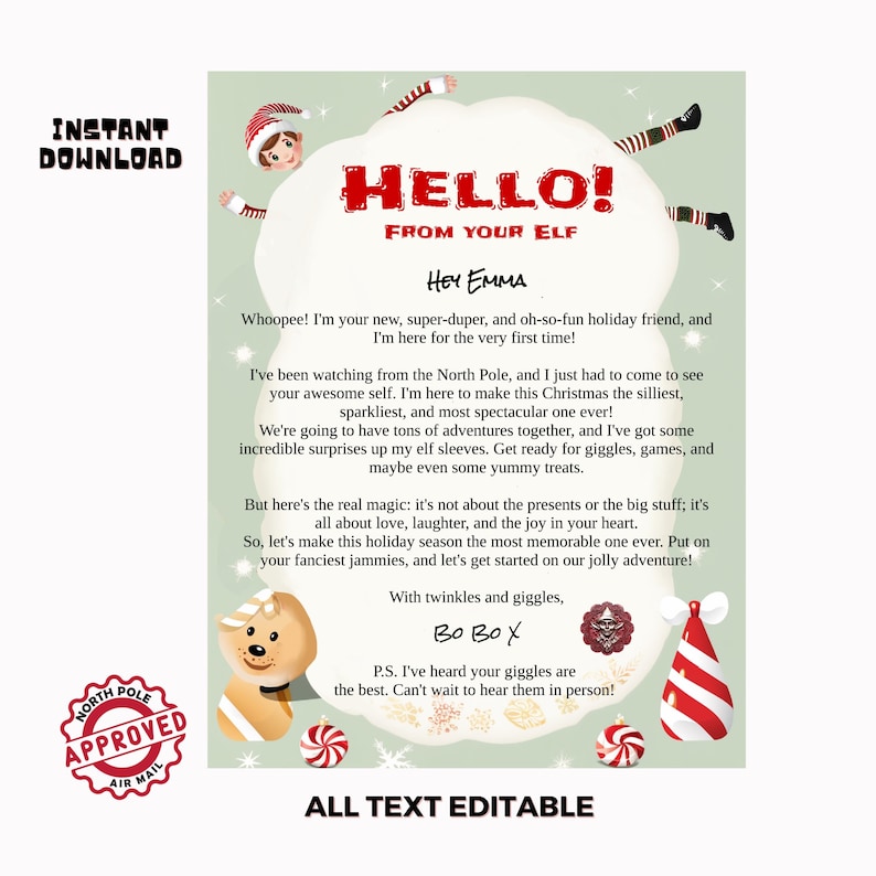 EDITABLE Elf Letter, Elf Welcome Letter, Elf Hello Arrival Letter, Elf ...