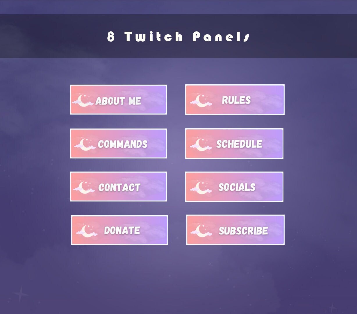 Cute Animated Basic Twitch Overlay Streaming Pack Essence of Dusk Cute ...