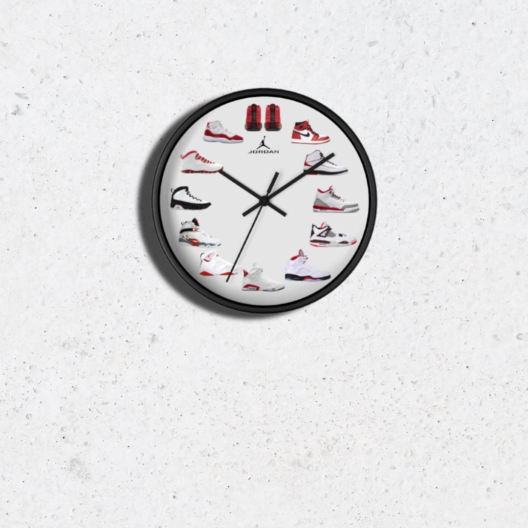 Air Jordan Shoe Clock, 10 Round in Black Wood Frame - Etsy