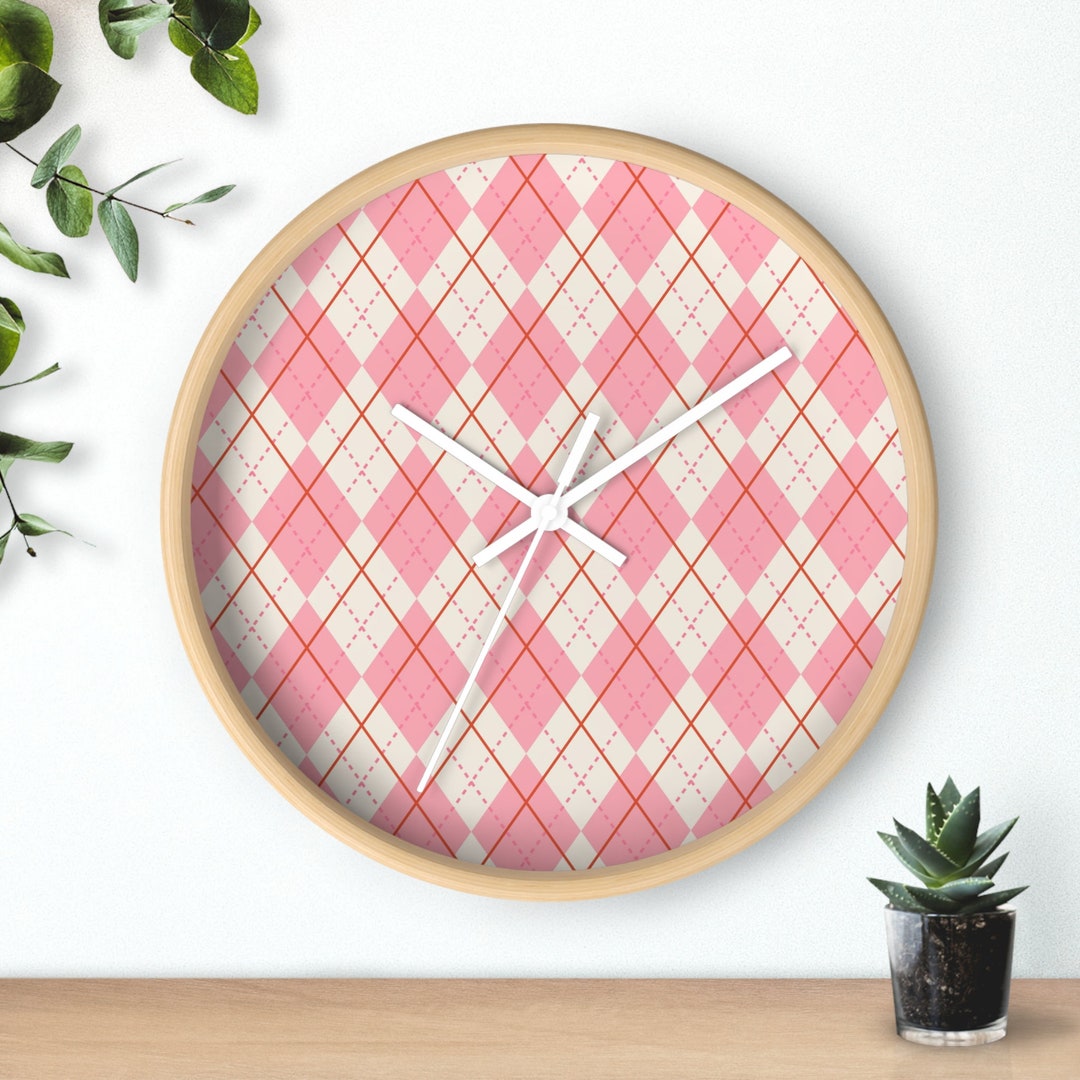 Pink Wall Clock Retro Wall Clock Preppy Wall Decor Girly - Etsy