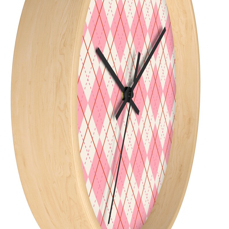 Pink Argyle Wall Clock Preppy Wall Decor Girly Wall Clock - Etsy