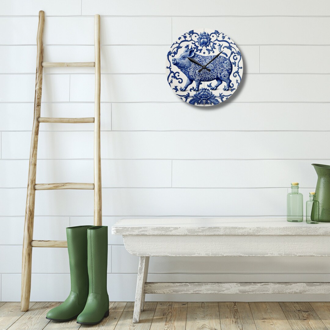 Farmhouse Clock, Holland Clock, Tile Clock, Blue Delft Clock, Pig Clock ...