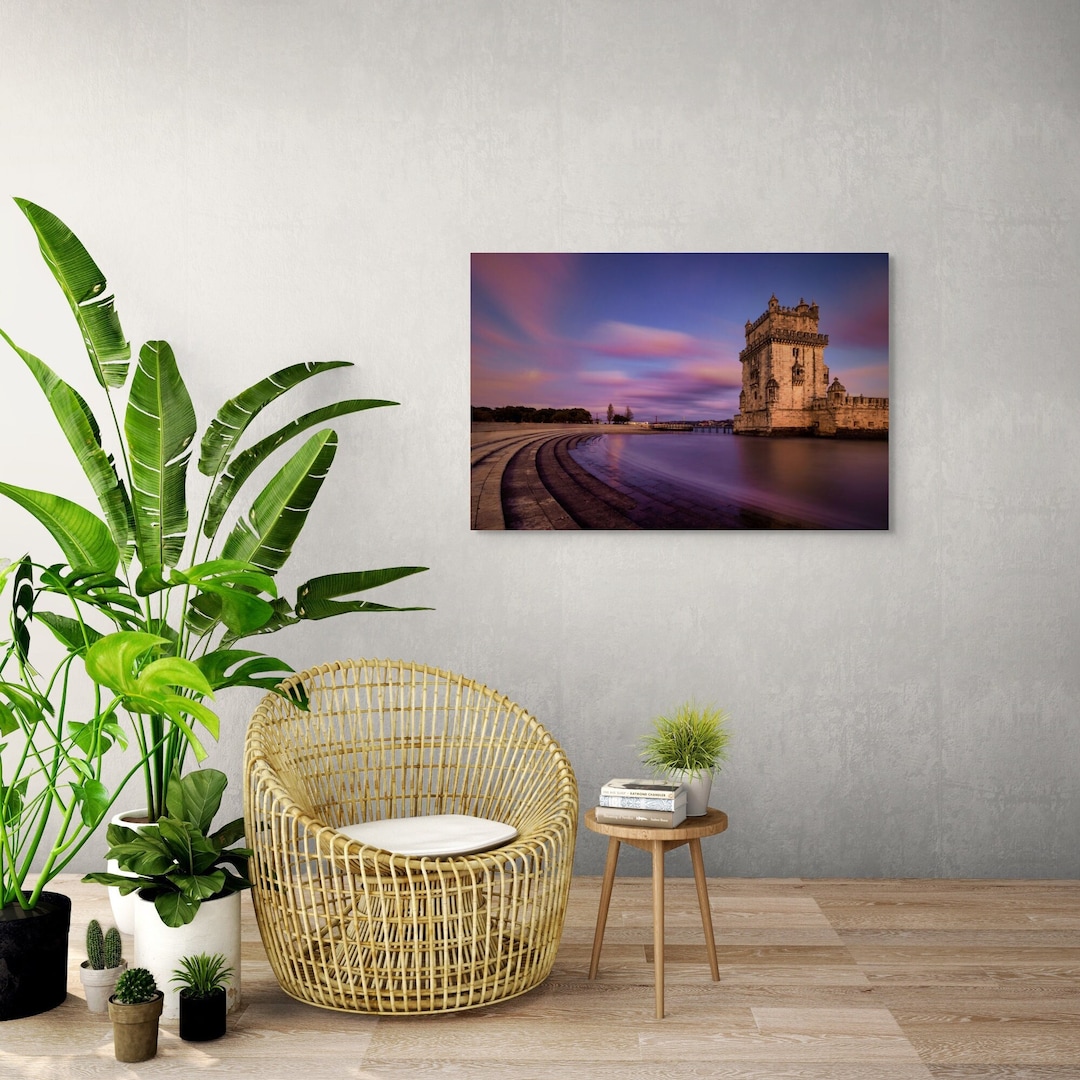Living Room Wall Art Photo Belem Tower Twilight Canvas Art Lisbon ...