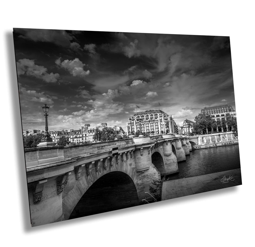 Pont Neuf and La Samaritaine Canvas Print Black and White Paris River ...